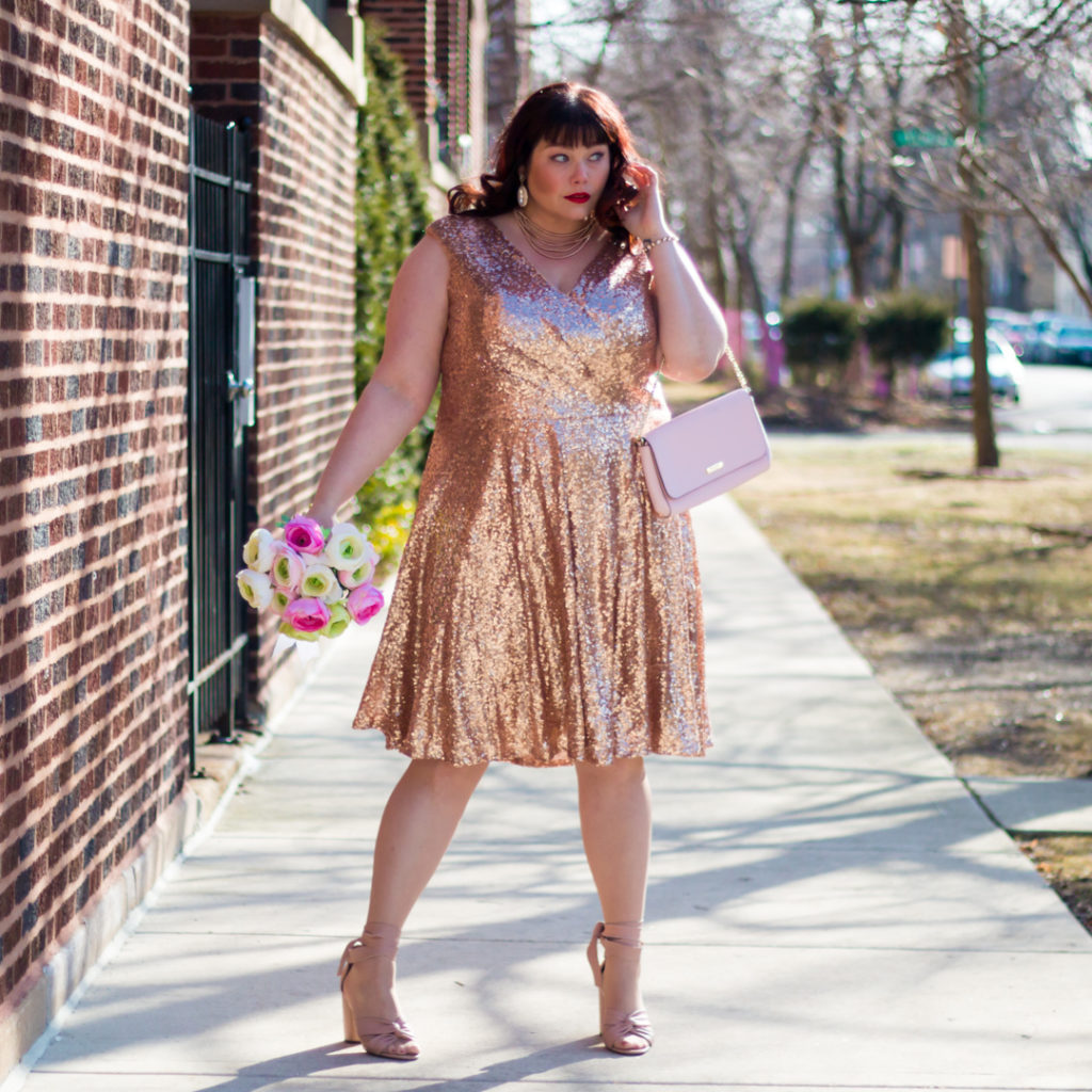 Plus Size Valentines Style Pink Sequin Cocktail Dress From Sydneys