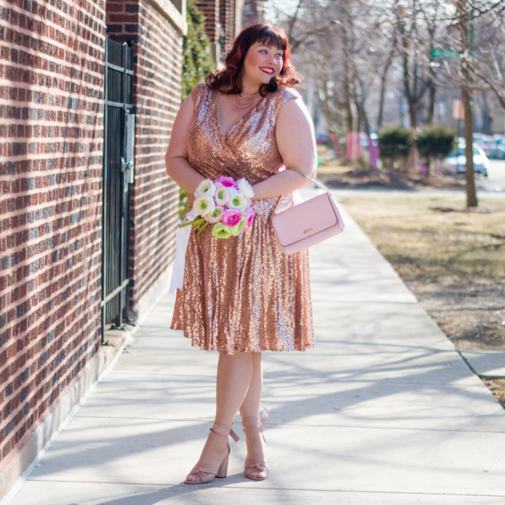 Plus Size Valentines Style Pink Sequin Cocktail Dress From Sydneys