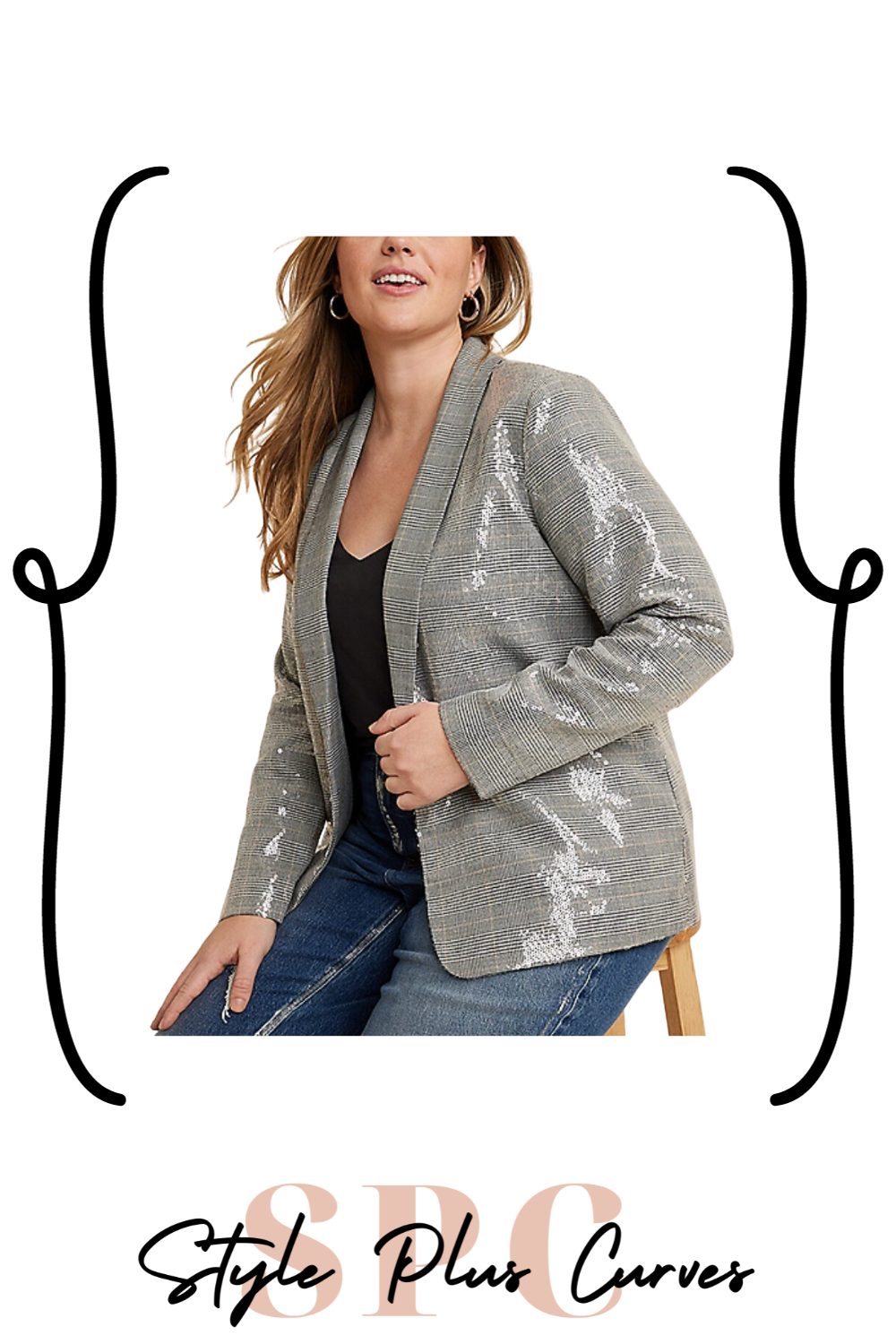 Plus Size Glitter Blazer Outfit