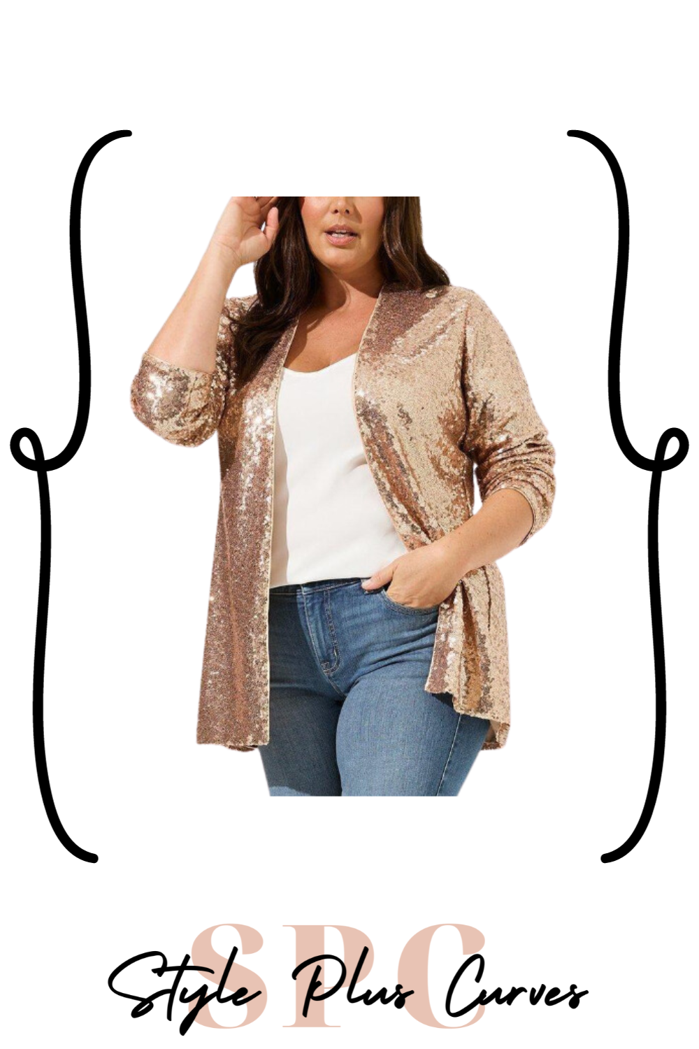 Plus Size Glitter Blazer Outfit